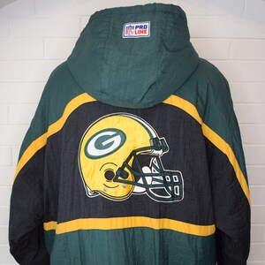 Vintage Green Bay Packers Logo Athletic Pro Line Hooded Puffer Jacket ...