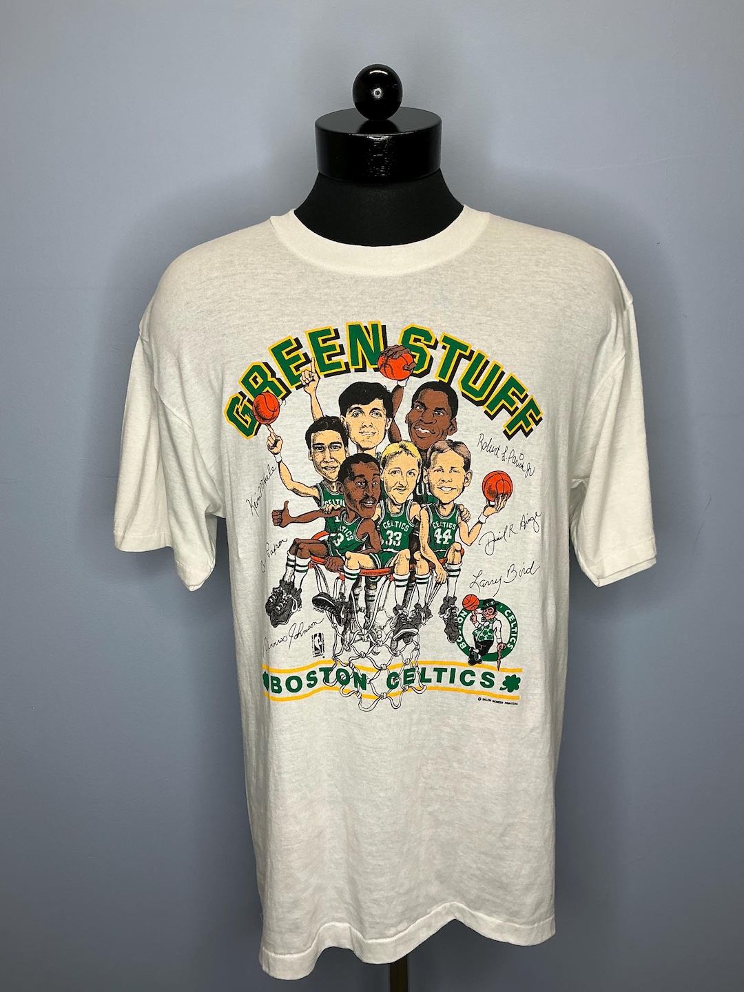 Vintage Boston Celtics Green Stuff NBA Bobble Head Single Stitch T ...
