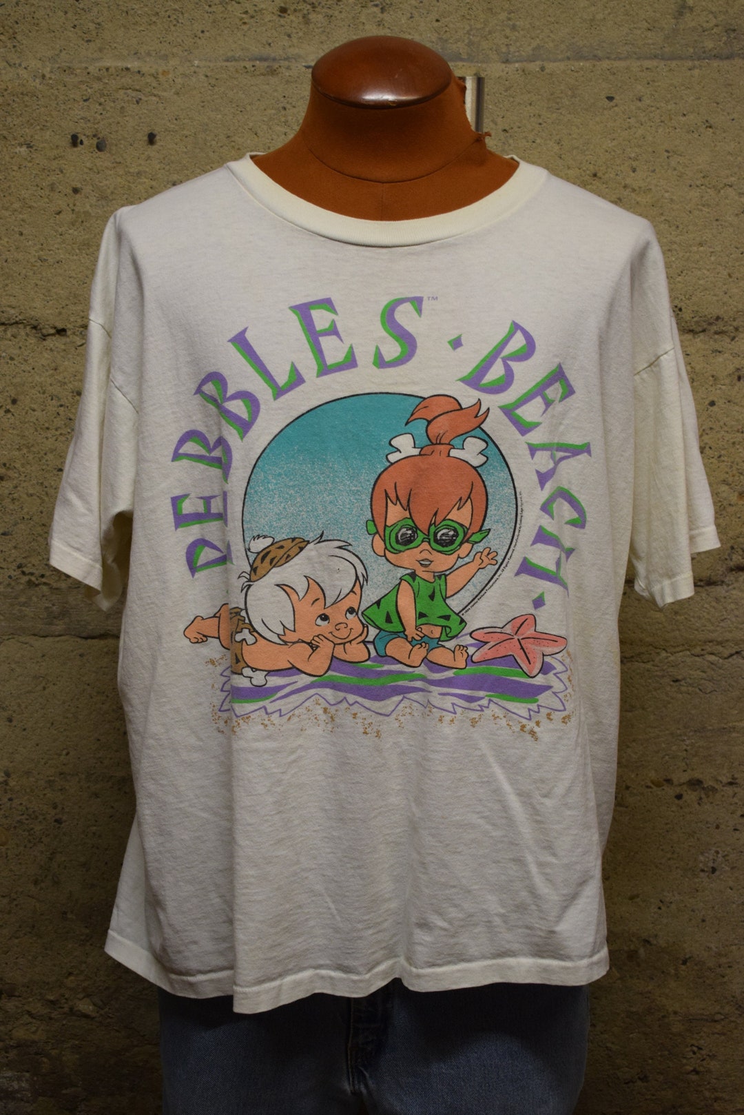 Vintage RARE 1994 Pebbles Beach Pebbles and Bam Bam Hannah Barbera T ...