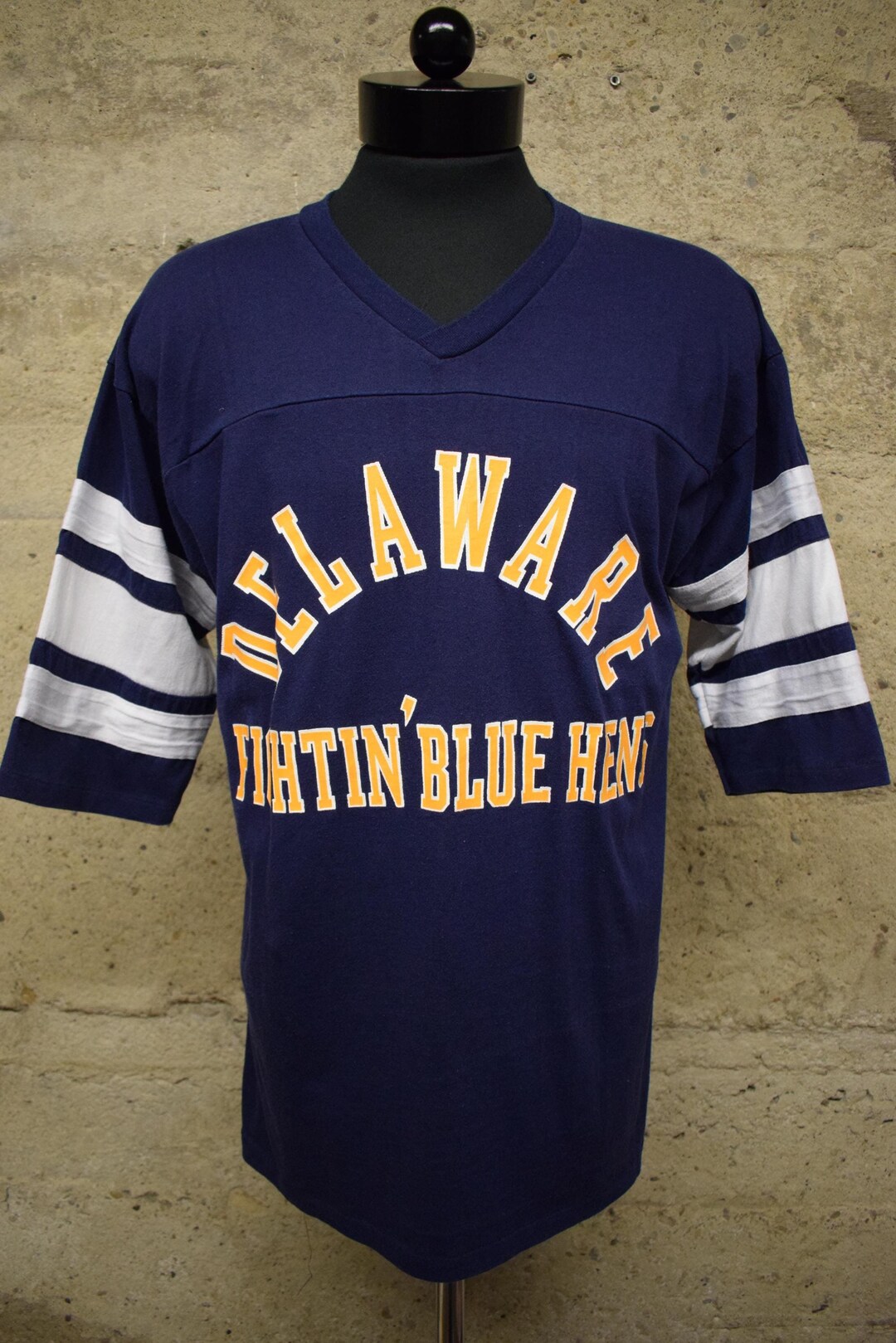 Vintage Delaware Fightin' Blue Hens Logo 7 USA Made Football Jersey T ...