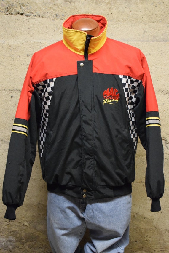 Mac Tools Checkered Black & Green Zip Up Hoodie Sz L - Gem