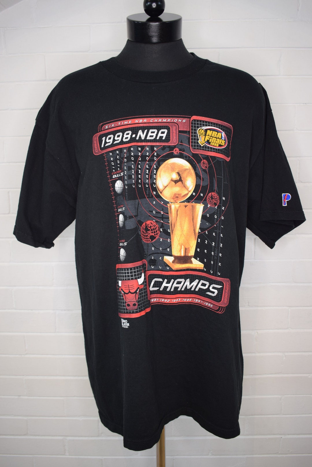 Vintage 1997-98 Chicago Bulls NBA Finals Championship Pro Player T ...