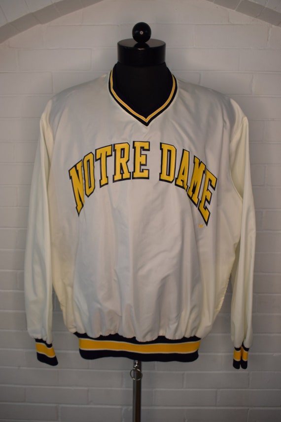 80s Notre Dame DeLong Satin Bomber Jacket White Size … - Gem