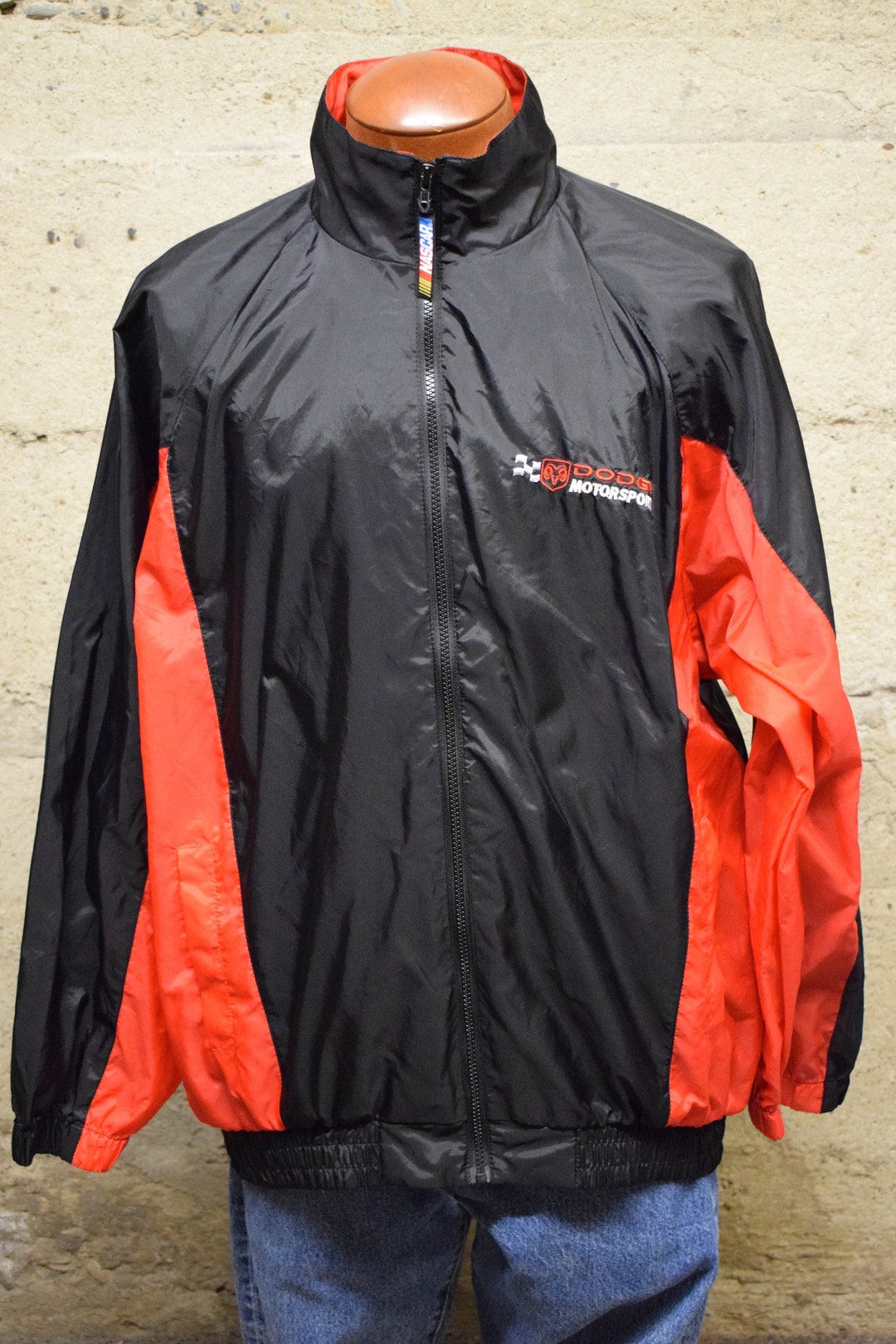 Vintage Dodge Motorsports Ram NASCAR Checkered Flag Sports Windbreaker ...