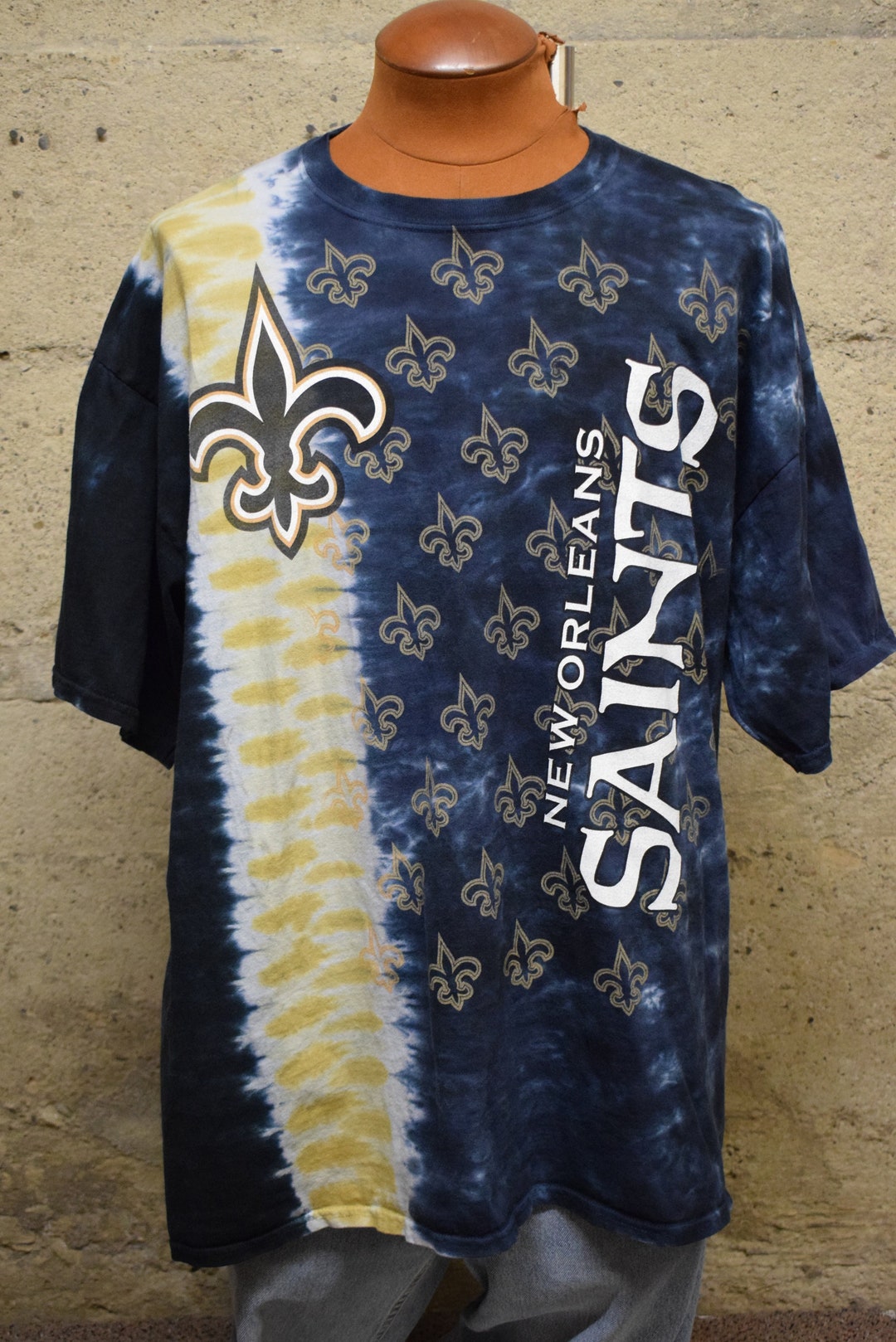 Vintage New Orleans Saints NFL Team Apparel All Over Print Tie Dye T ...