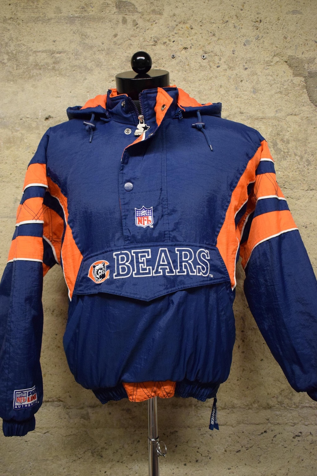 Vintage Chicago Bears Starter Pro Line NFL Hooded Insulated Quilted ...