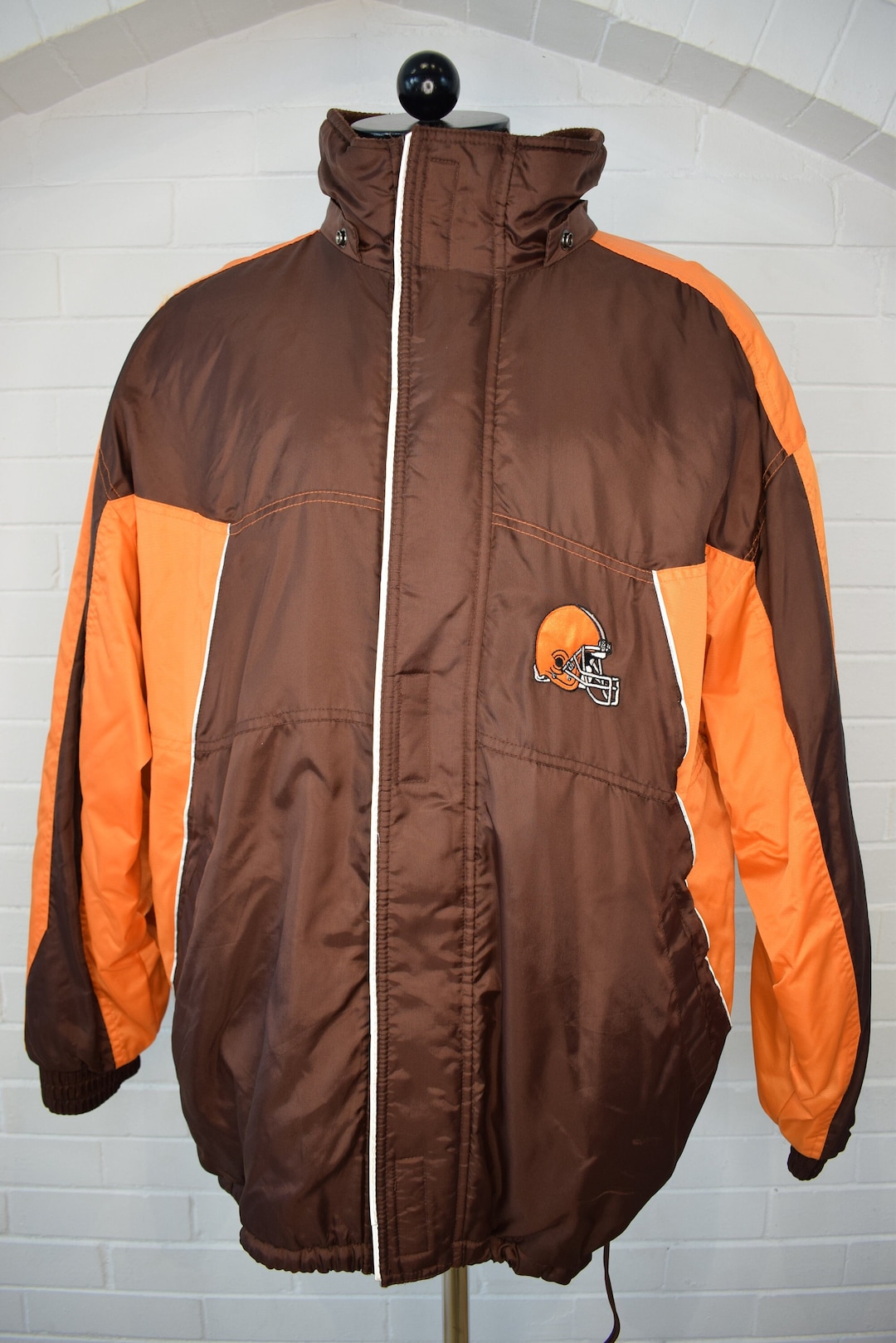 Vintage Cleveland Browns Pro Player Fleece Lined NFL Puffer Jacket 90's ...