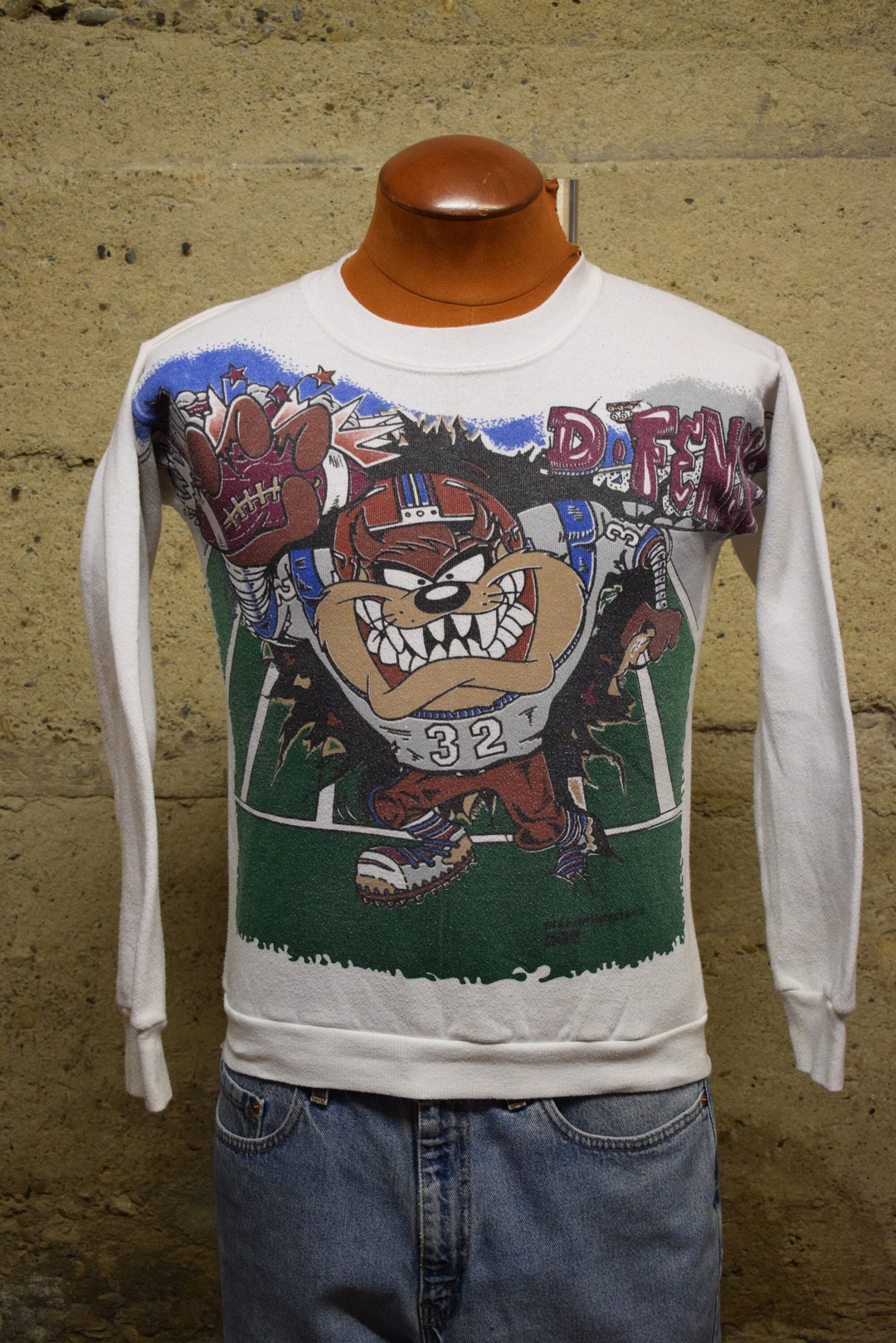 Vintage TAZ Freeze Football Defense Looney Tunes Double Sided ...