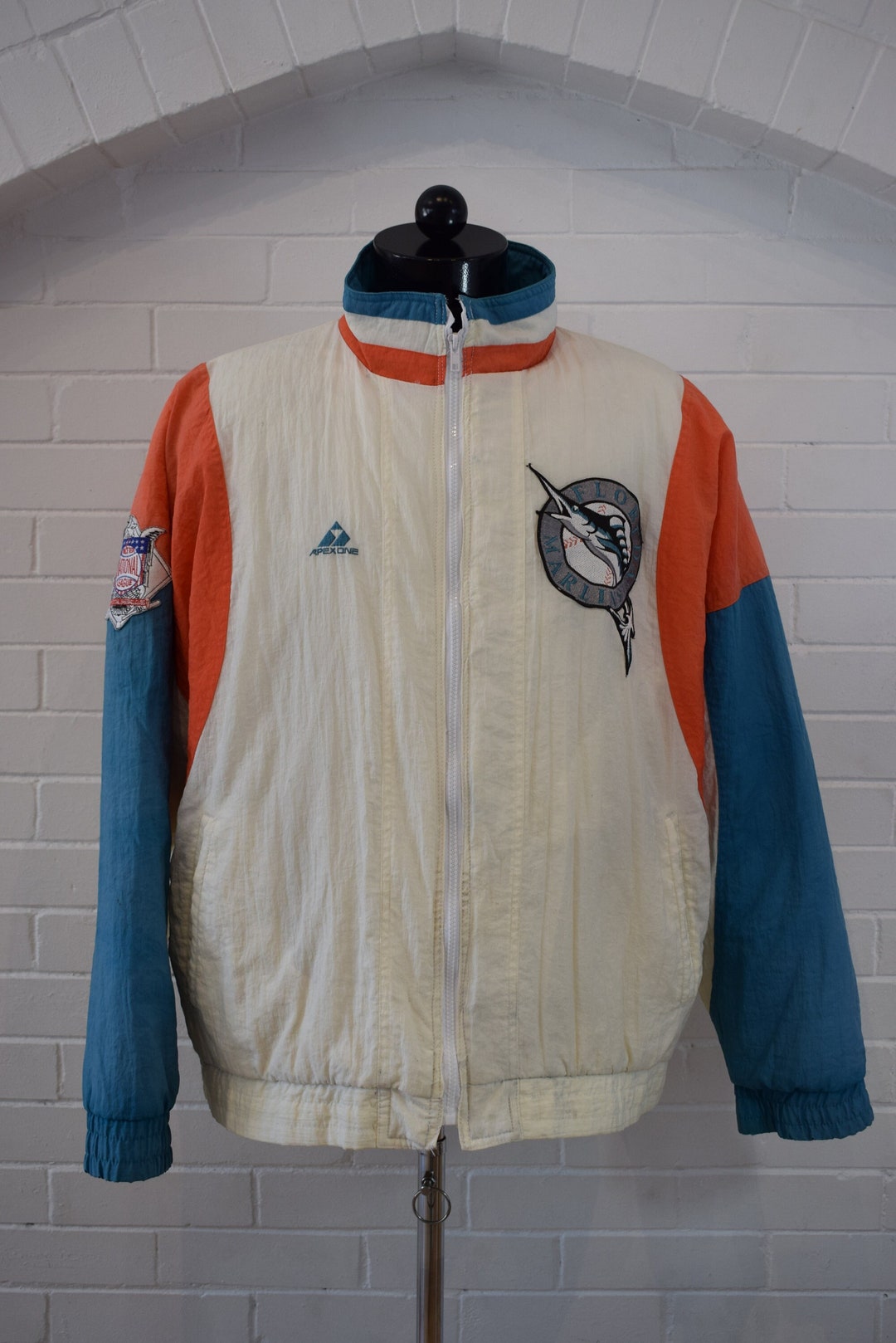 Vintage Apex One Florida Marlins MLB Multicolor Colorblock Jacket 90's ...