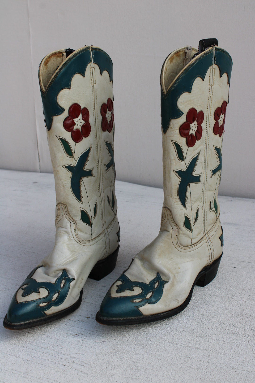 Vintage ACME Bluebird Western Cowboy Boots Sz 7 Rare - Etsy
