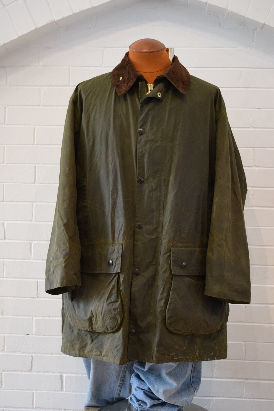 Vintage Barbour Border Waxed Canvas Olive Green Hunting Jacket - Etsy