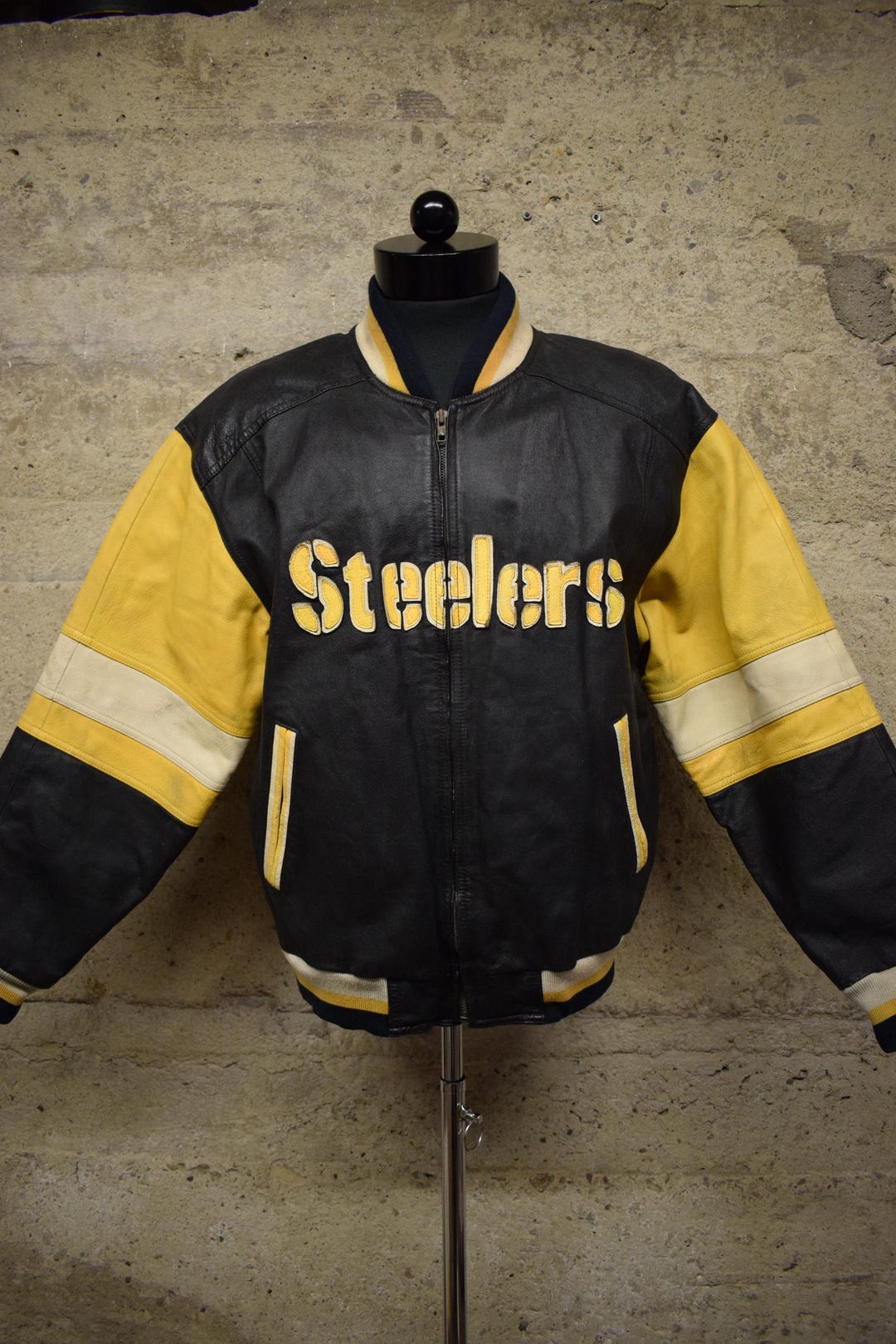 Vintage Pittsburgh Steelers NFL Mirage Varsity Leather Jacket 90's ...