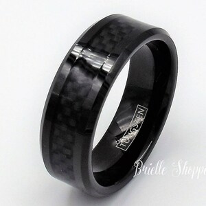 Tungsten Ring, Men's Tungsten Wedding Band, Men's Black Wedding Band, Black Tungsten Ring ...