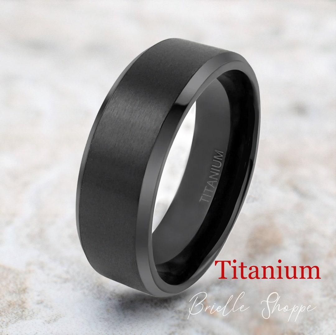Titanium Ring, Black Titanium Ring, Titanium Band, Men's Titanium Band ...