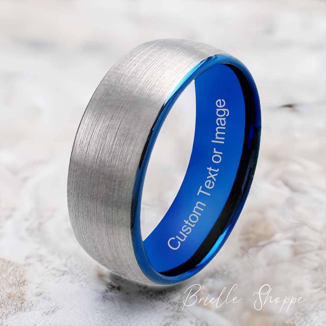 Tungsten Ring, Men's Tungsten Wedding Band, Men's Tungsten Ring, Blue ...