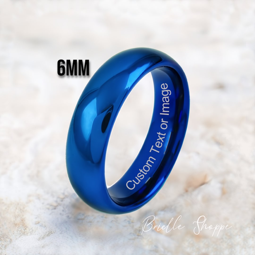 Blue Tungsten Ring, Blue Ring, Blue Men's Ring, Blue Band, Tungsten ...