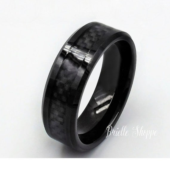 Tungsten Ring Men s Tungsten Wedding Band Men s Black Wedding Band Black Tungsten Ring Carbon Fiber Ring Black Carbon Fiber Ring Men Etsy Polska