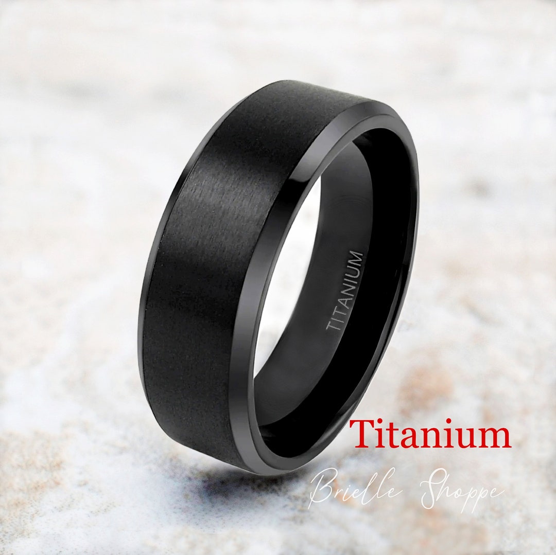 Titanium Ring, Black Titanium Ring, Titanium Band, Men's Titanium Band ...
