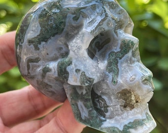 Moss Agate Skull - Etsy