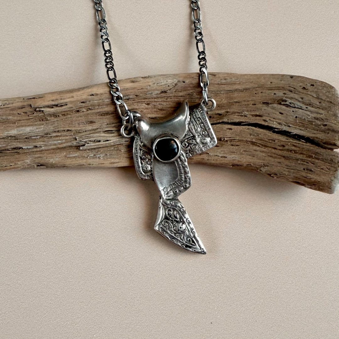 Vintage Fred Harvey Era Western Sterling Silver and Onyx Small Saddle ...