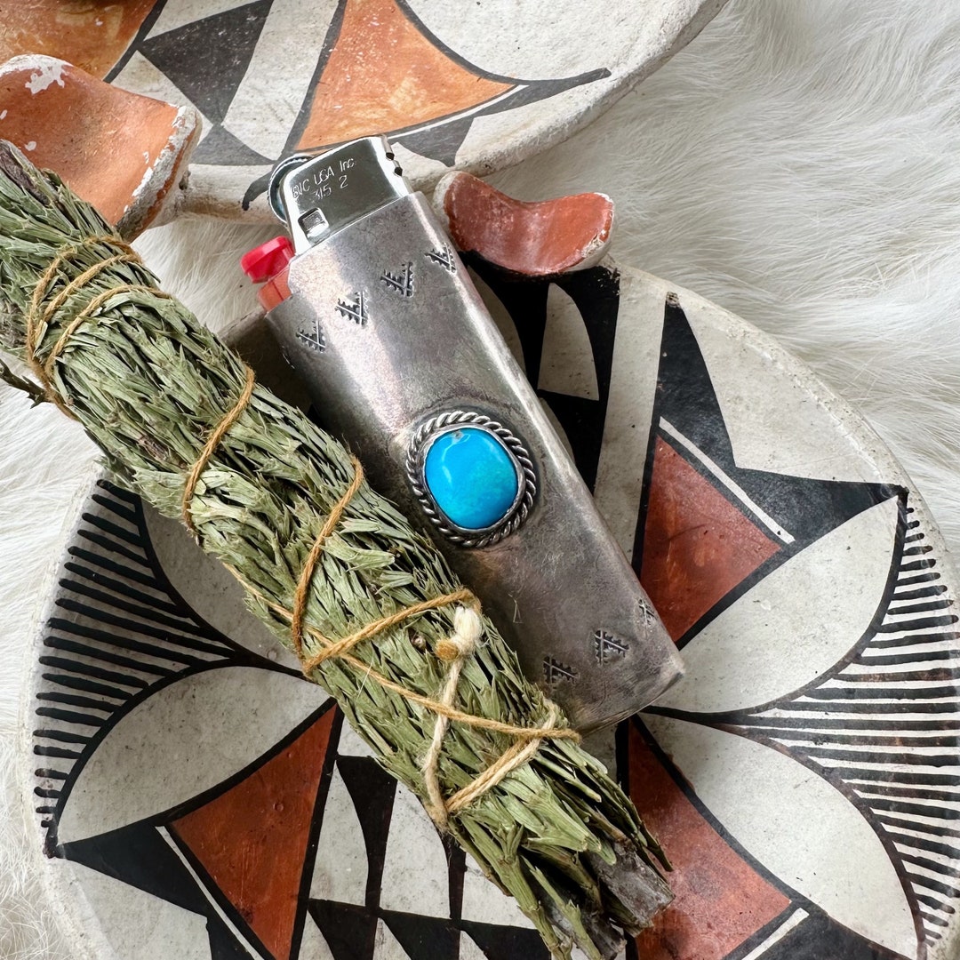 Vintage Navajo Sterling Silver and Turquoise Lighter Case, Cover or ...