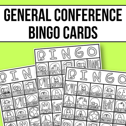 General Conference Bingo Cards - Etsy