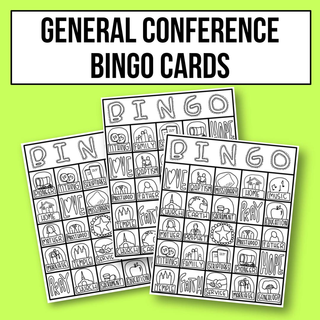 General Conference Bingo Cards - Etsy