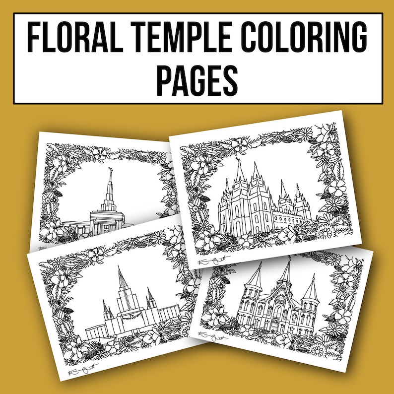 Floral Temple Coloring Pages - Etsy