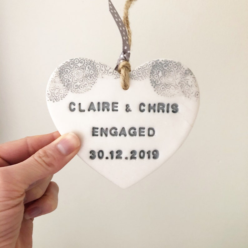 Personalised framed engagement heart couple gift engagement | Etsy