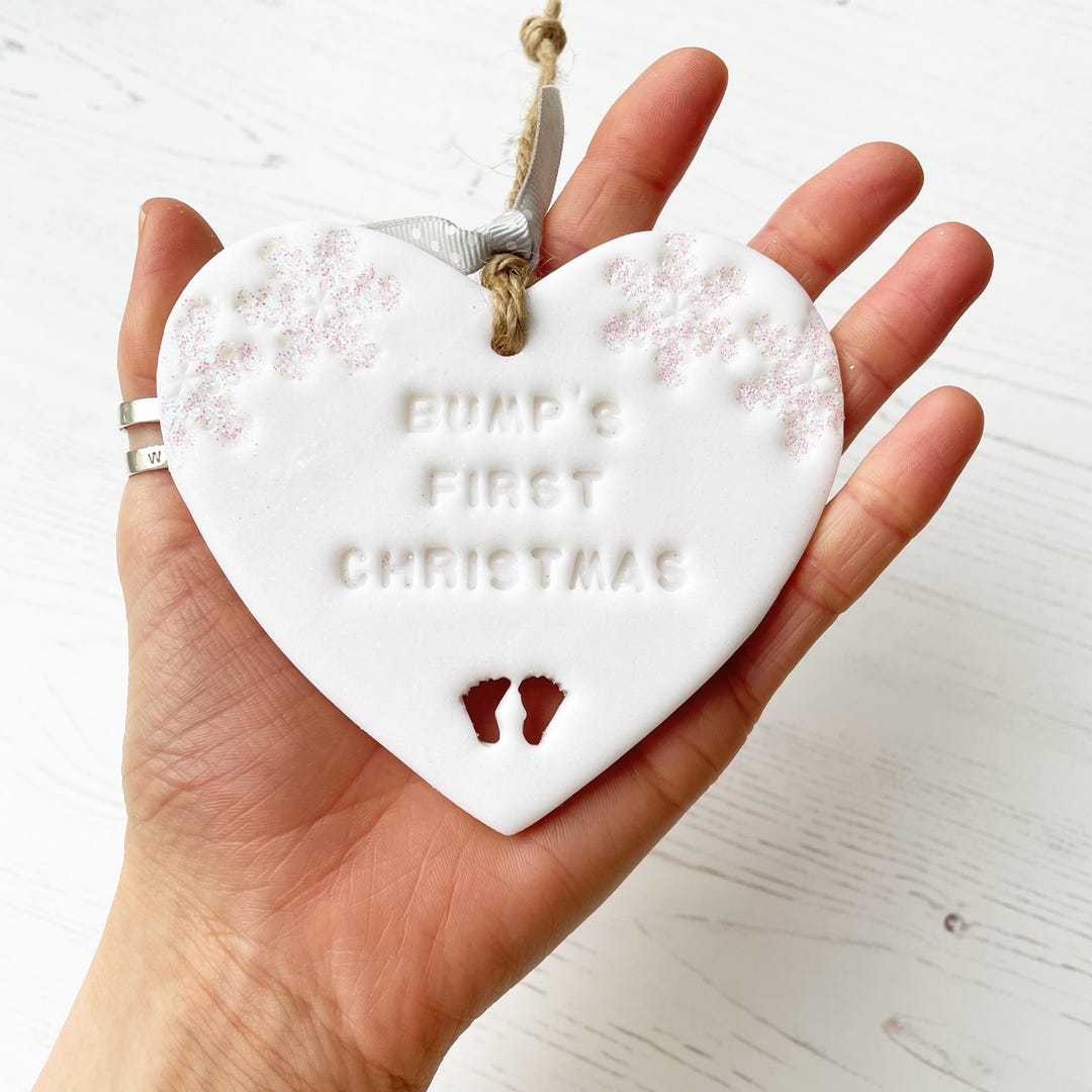 Bump's First Christmas Heart Bauble Decoration, Personalised Bumps ...