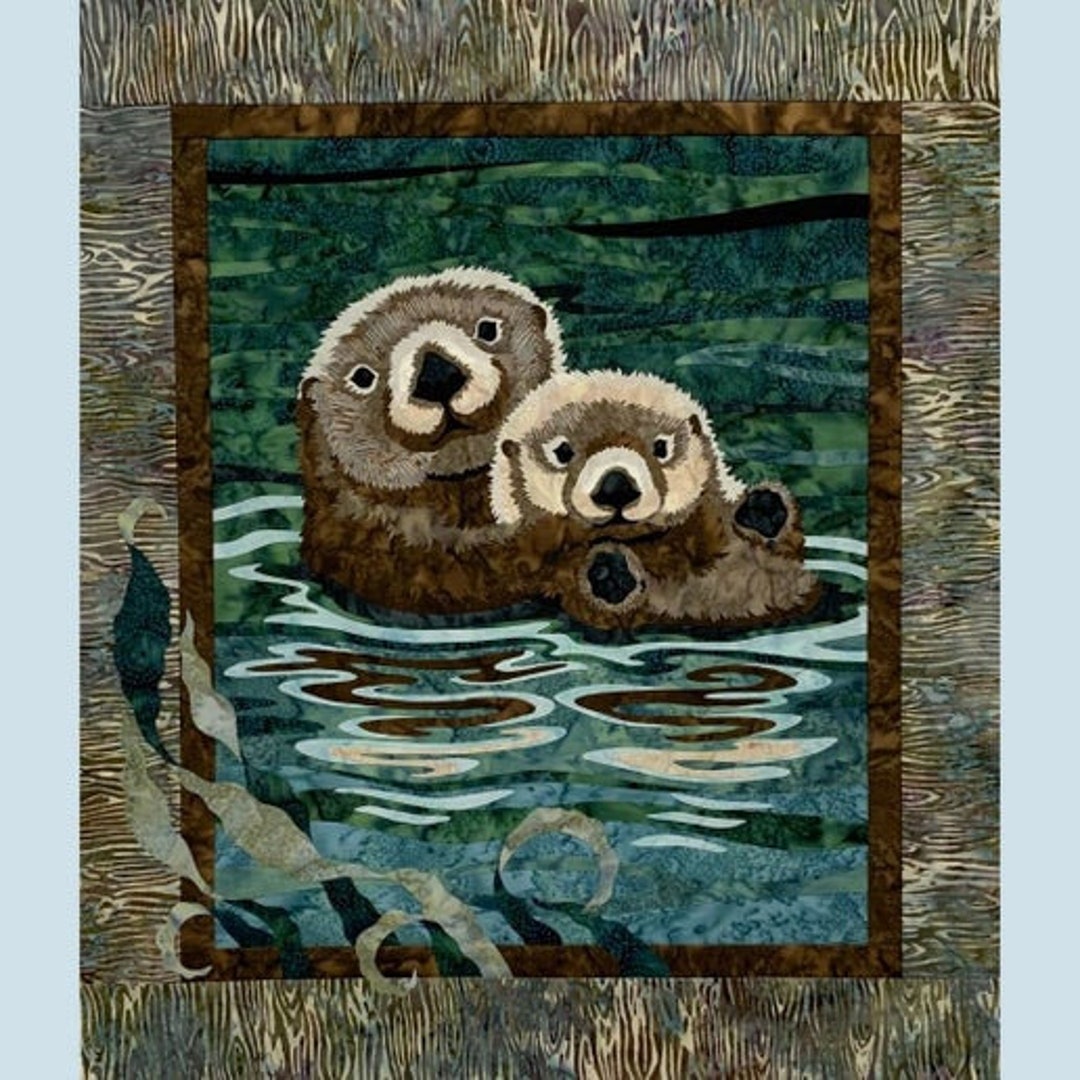 Sea Otters Applique Quilt Kit - Pattern, Binding and Backing Included ...