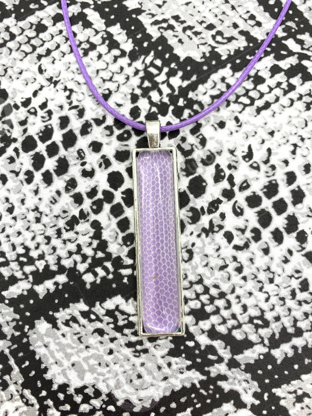 Natural Snake Skin Pendant Necklace Silver and Purple Bar - Etsy UK