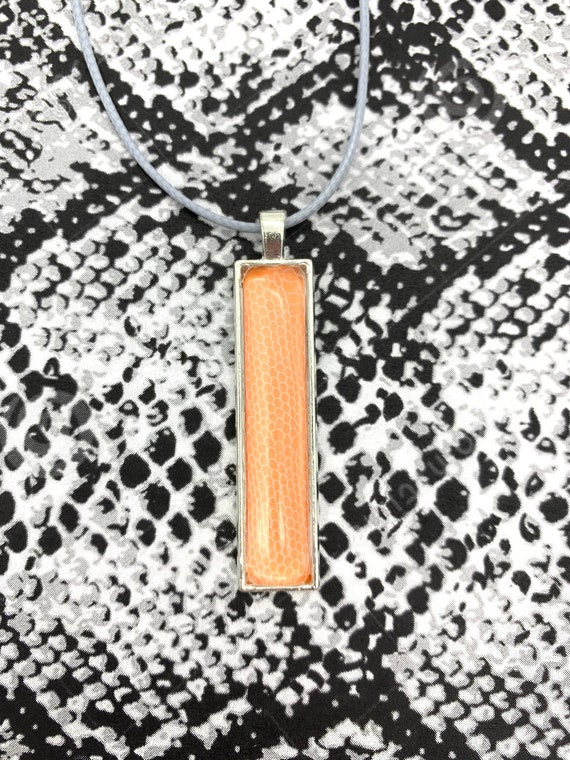 Natural Snake Skin Pendant Necklace Vertical Silver and | Etsy