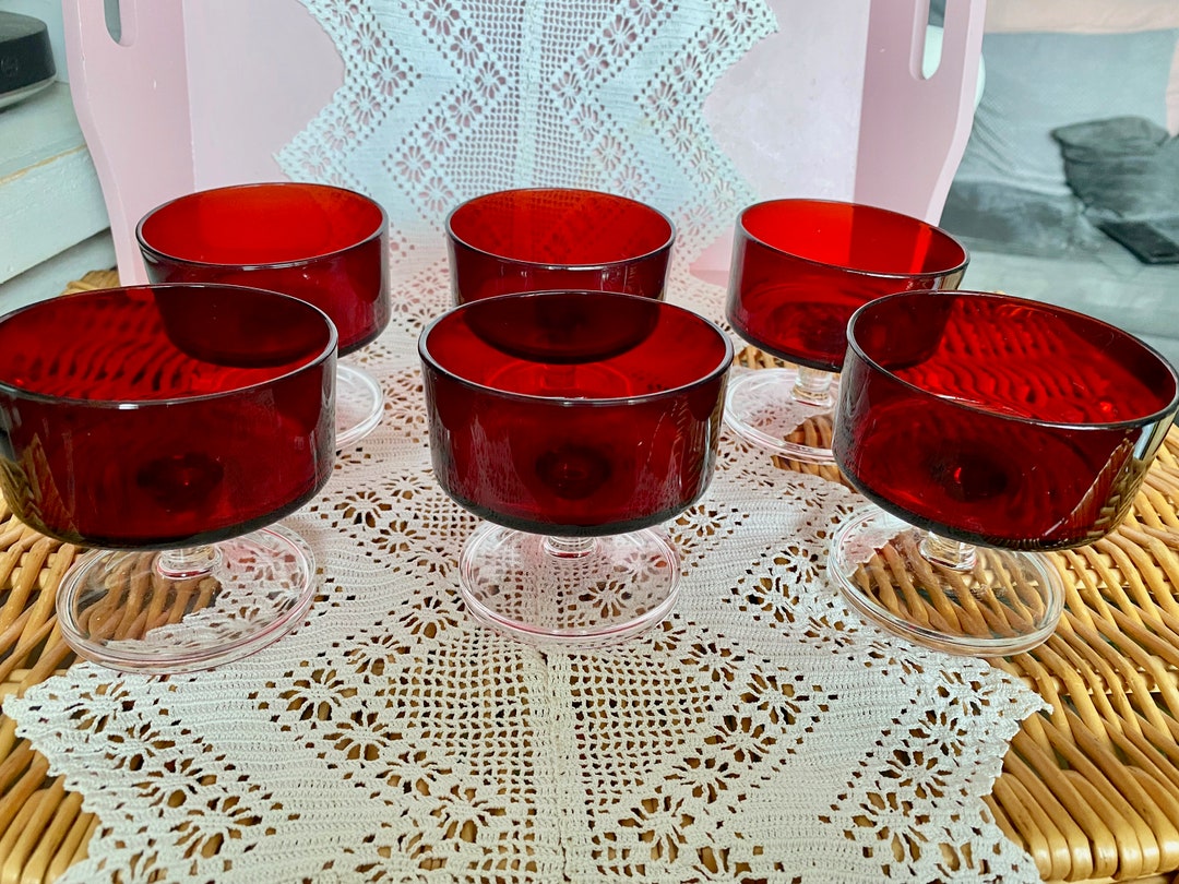 Luminarc Vintage Ruby Red Sundae Dishes X 6 - Etsy