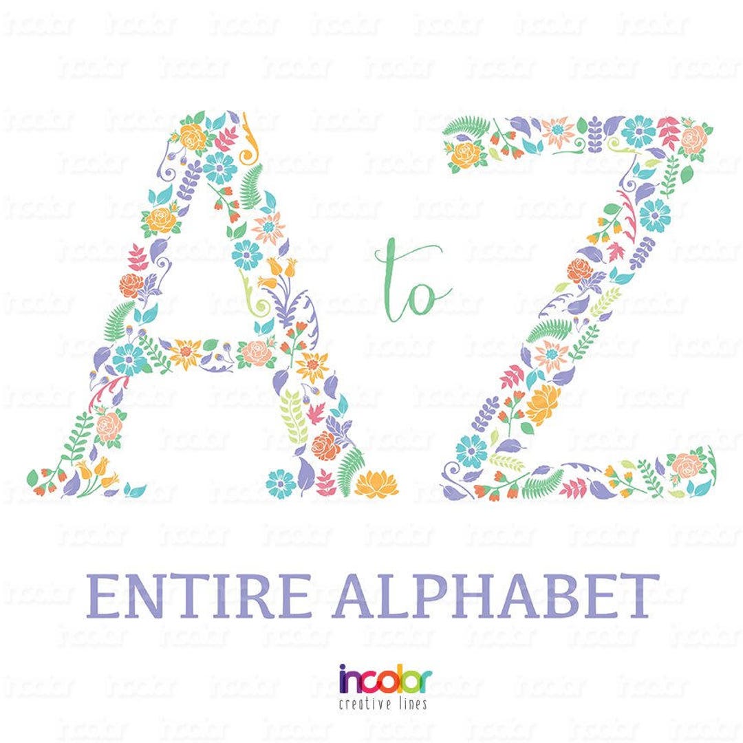 Spring Easter Floral Alphabet - Printable PNG Clipart Monogram Letters ...