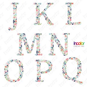 Floral Coral and Navy Alphabet - Printable PNG Clipart Monogram Letters ...