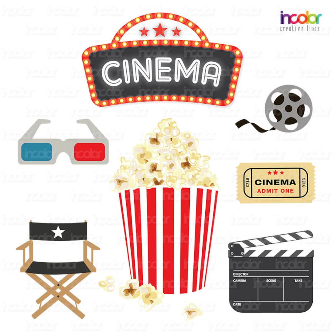 Movie Theater Cinema Party Clipart - Instant Download Printable Digital ...