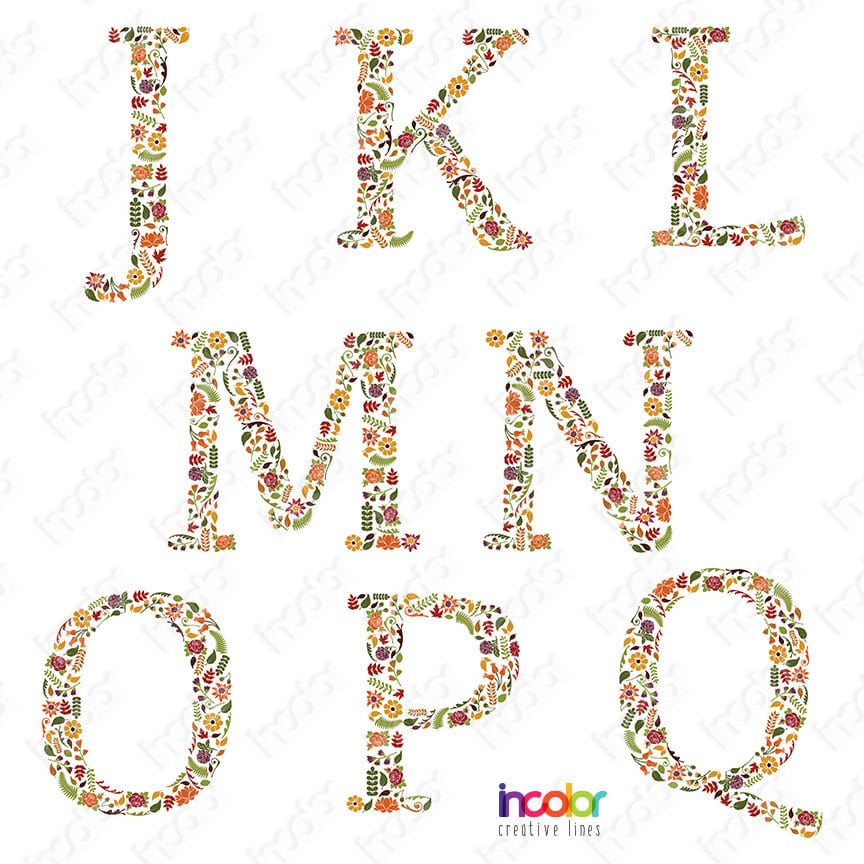 Floral Fall Alphabet - Printable PNG Clipart Monogram Letters - Etsy