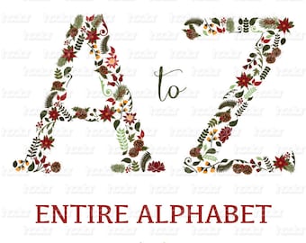 Floral Fall Alphabet Printable PNG Clipart Monogram Letters - Etsy