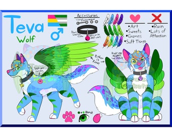 Fursona Ref Sheet Commission Furry Reference Sheet front and - Etsy