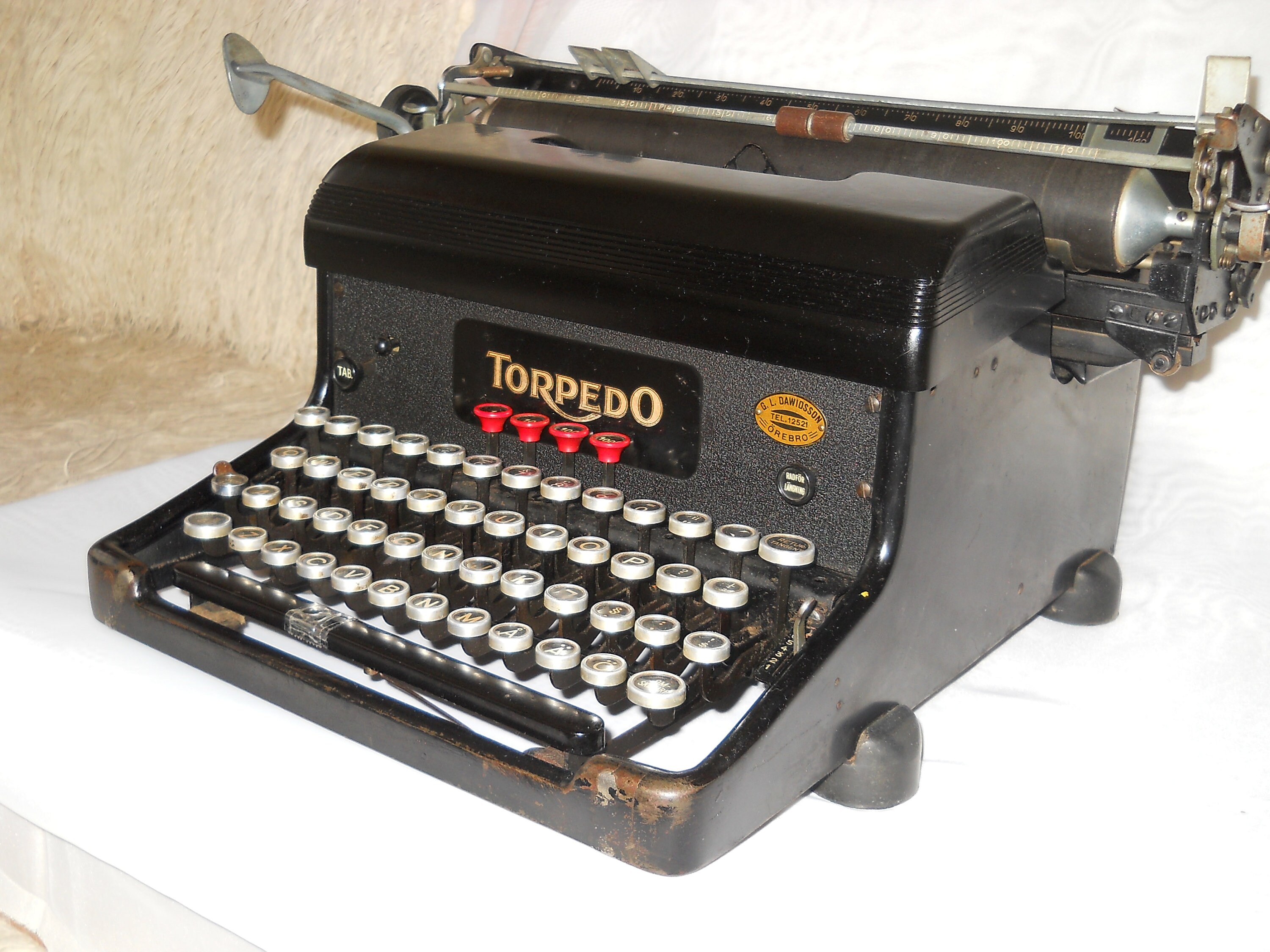 1940s TORPEDO Typewriter. Antique Manual Typewriter. QWERTY Glass Keys ...