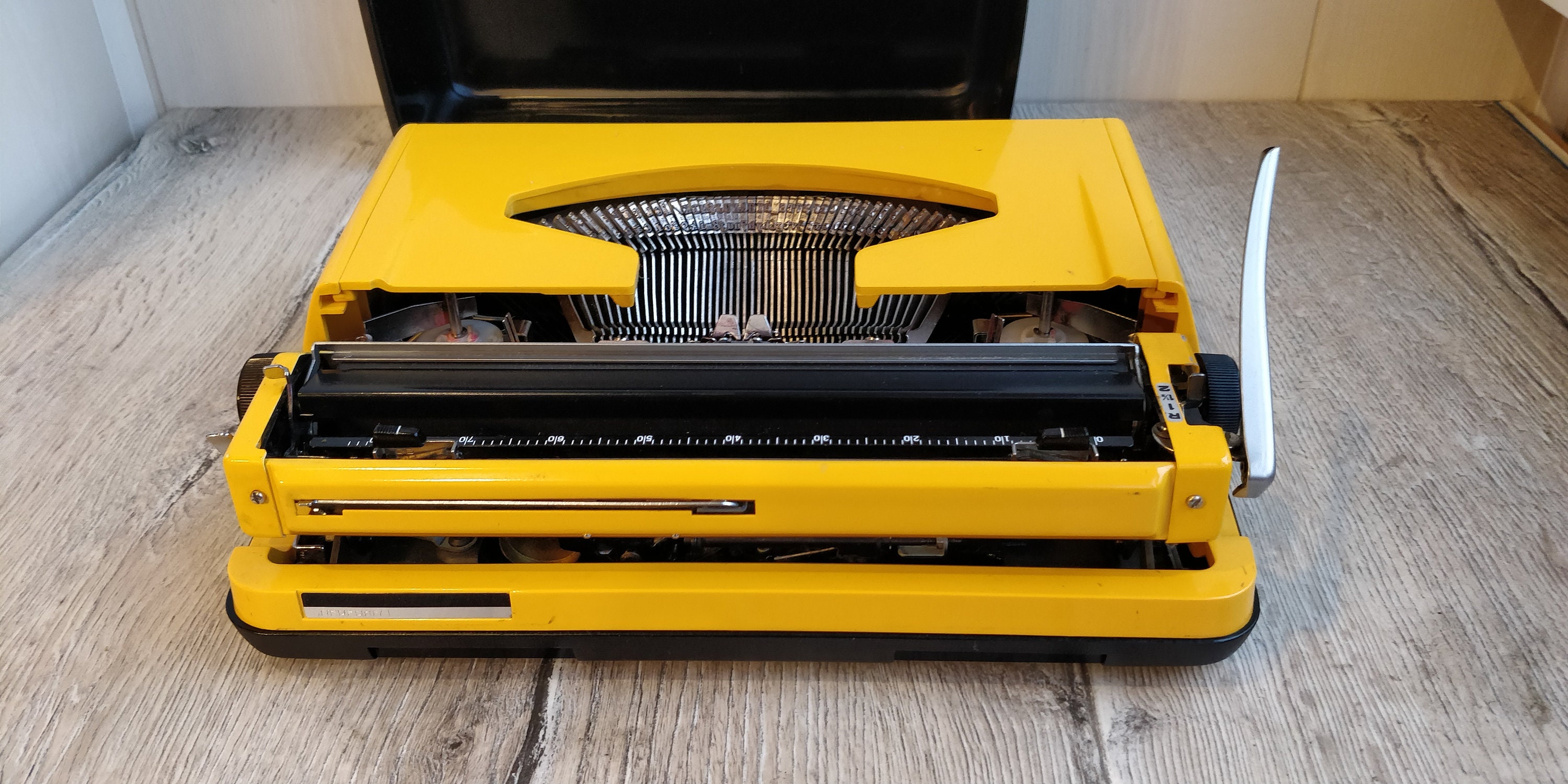 1970s STUDENT Japan Typewriter. QWERTY Keys. Yellow Portable Typewriter ...