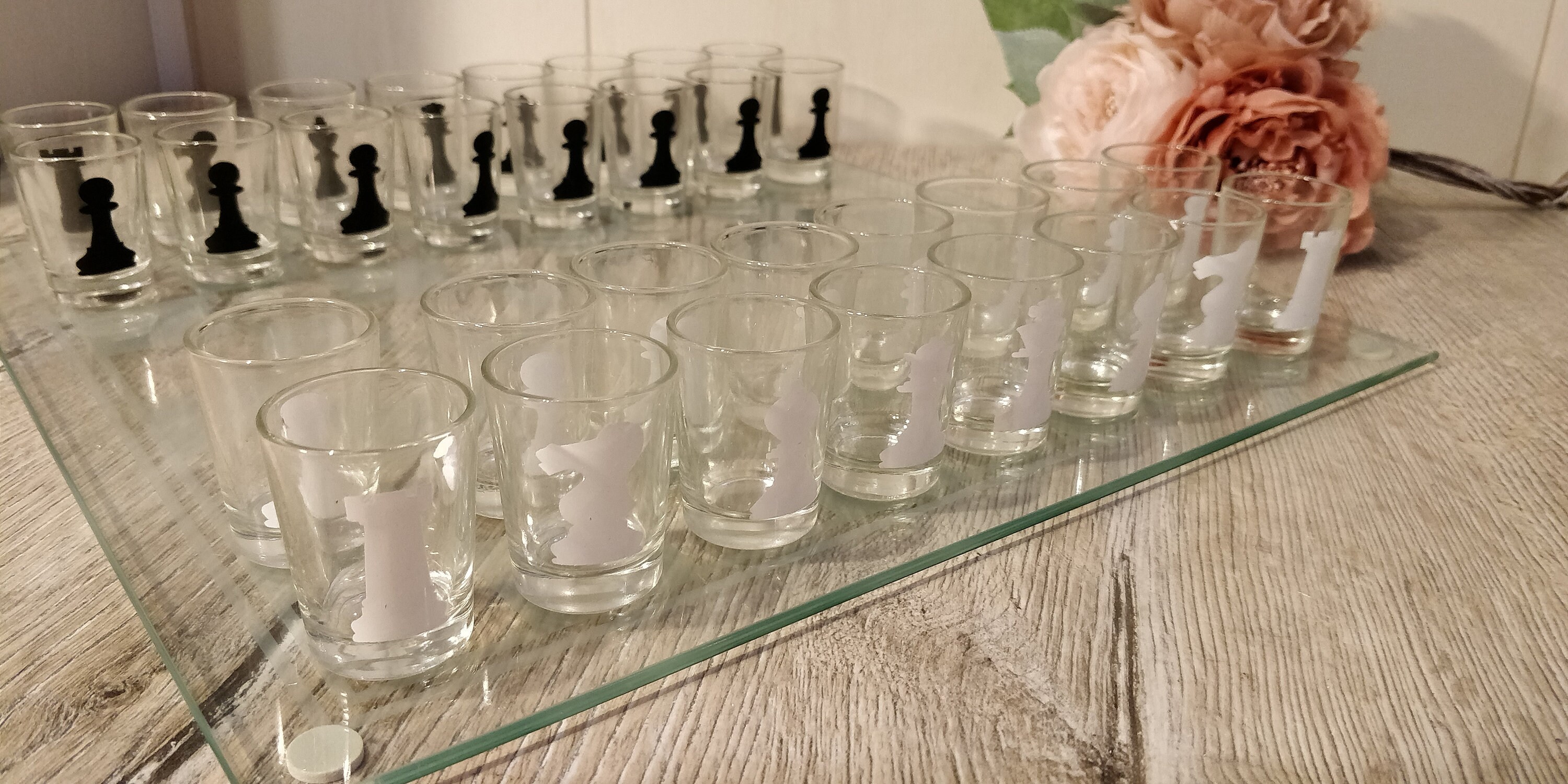 Glass Drinking Chess Set. Large Glass Chess Play. Vintage - Etsy