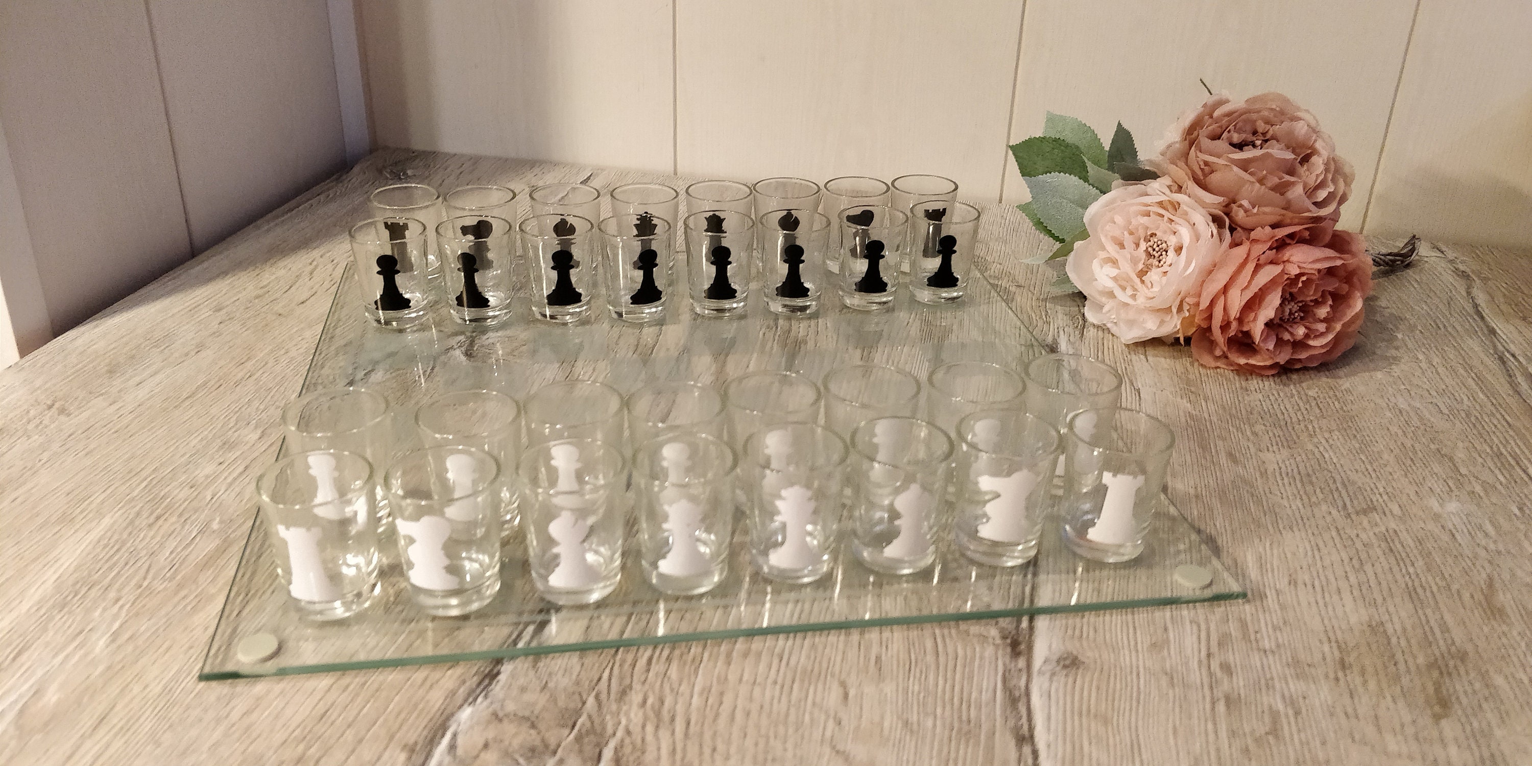 Glass Drinking Chess Set. Large Glass Chess Play. Vintage - Etsy