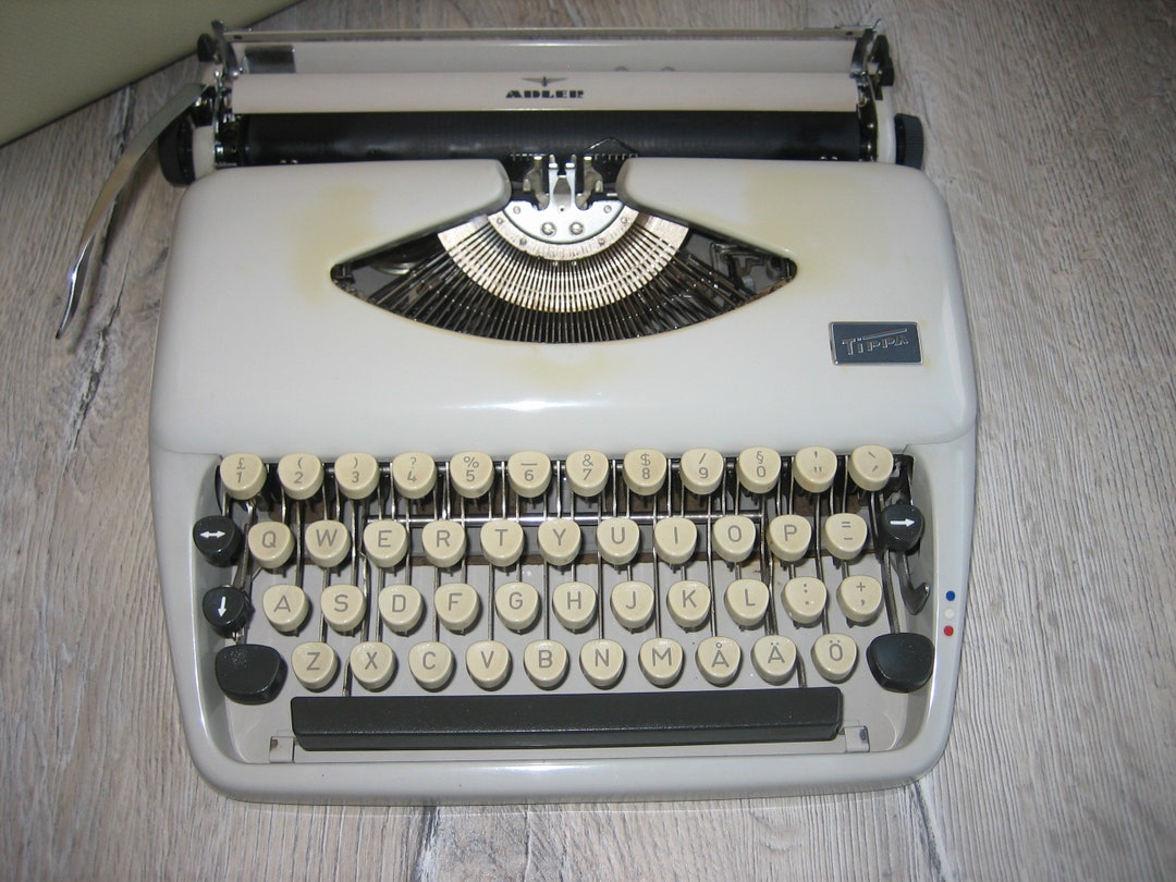 1960s ADLER Tippa Typewriter. Grey Typewriter QWERTY Keys. Portable ...