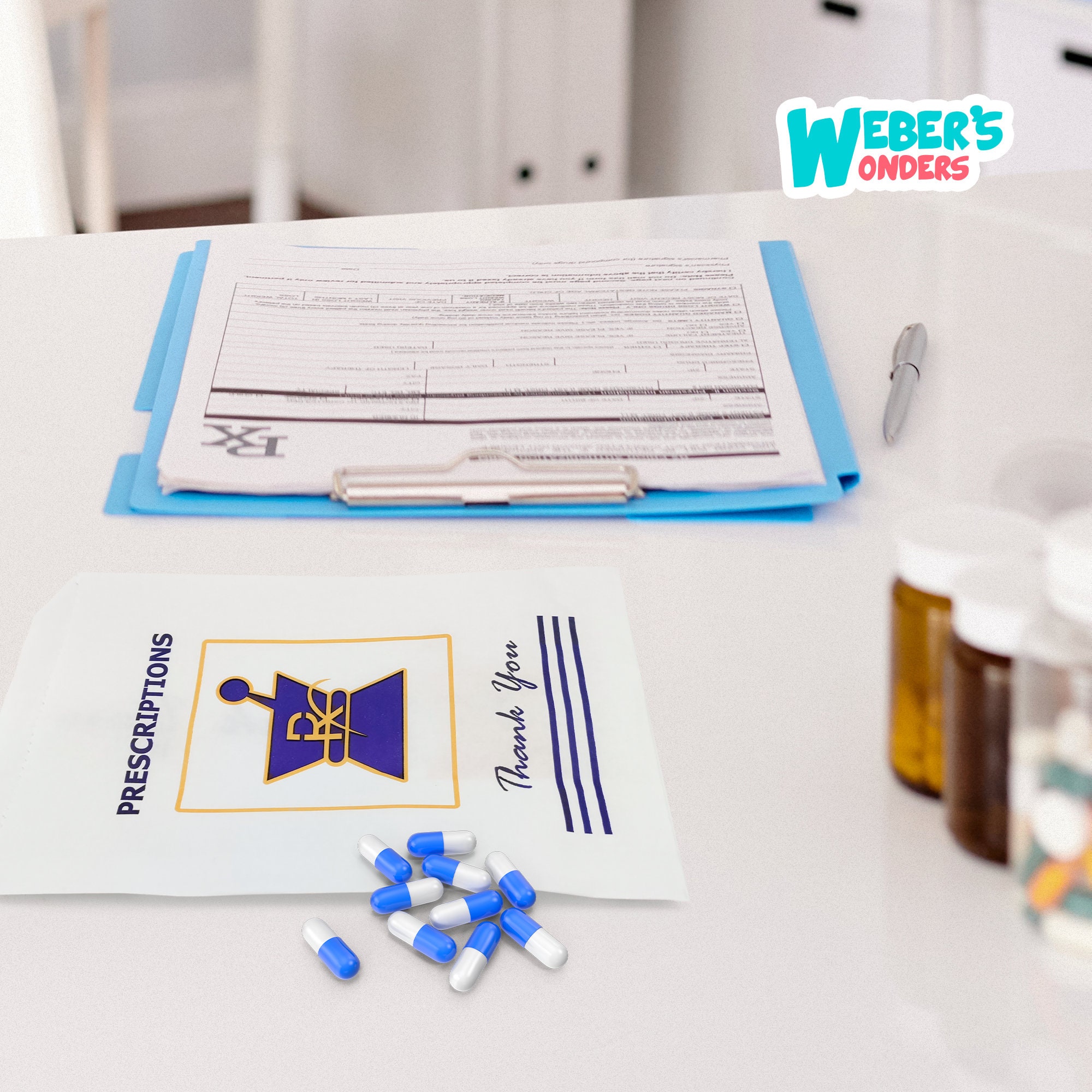 100 PACK Prescription White Pharmacy Paper Bags Medicine Container ...