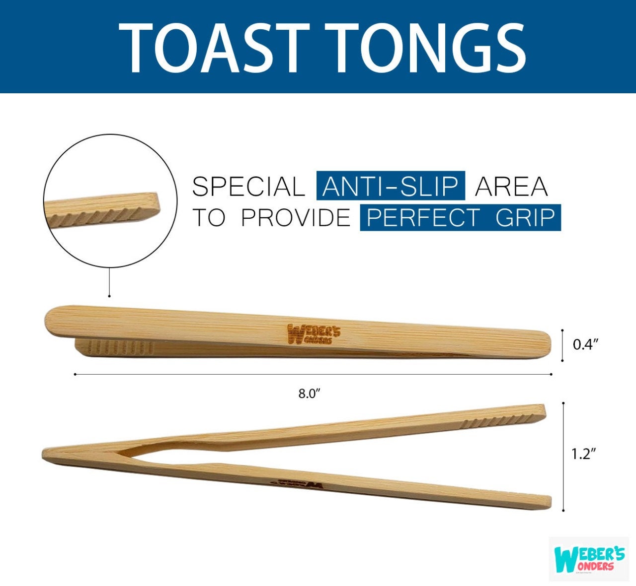 Set of 4 Bamboo Toast Tongs Wooden Toaster Tongs Reusable Kitchen ...