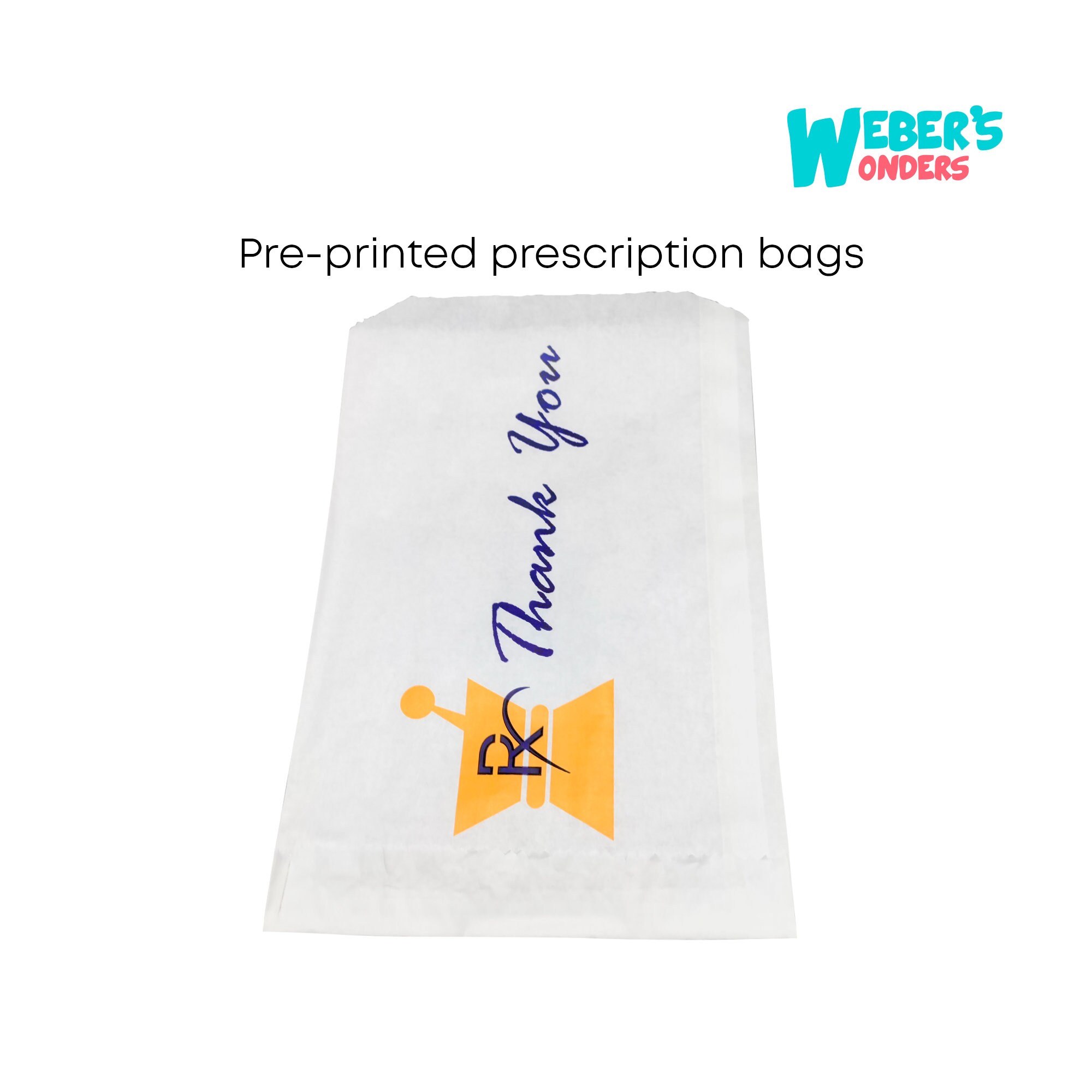 100 PACK Prescription White Pharmacy Paper Bags Medicine Container ...