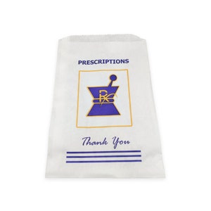 100 PACK Prescription White Pharmacy Paper Bags Medicine Container ...