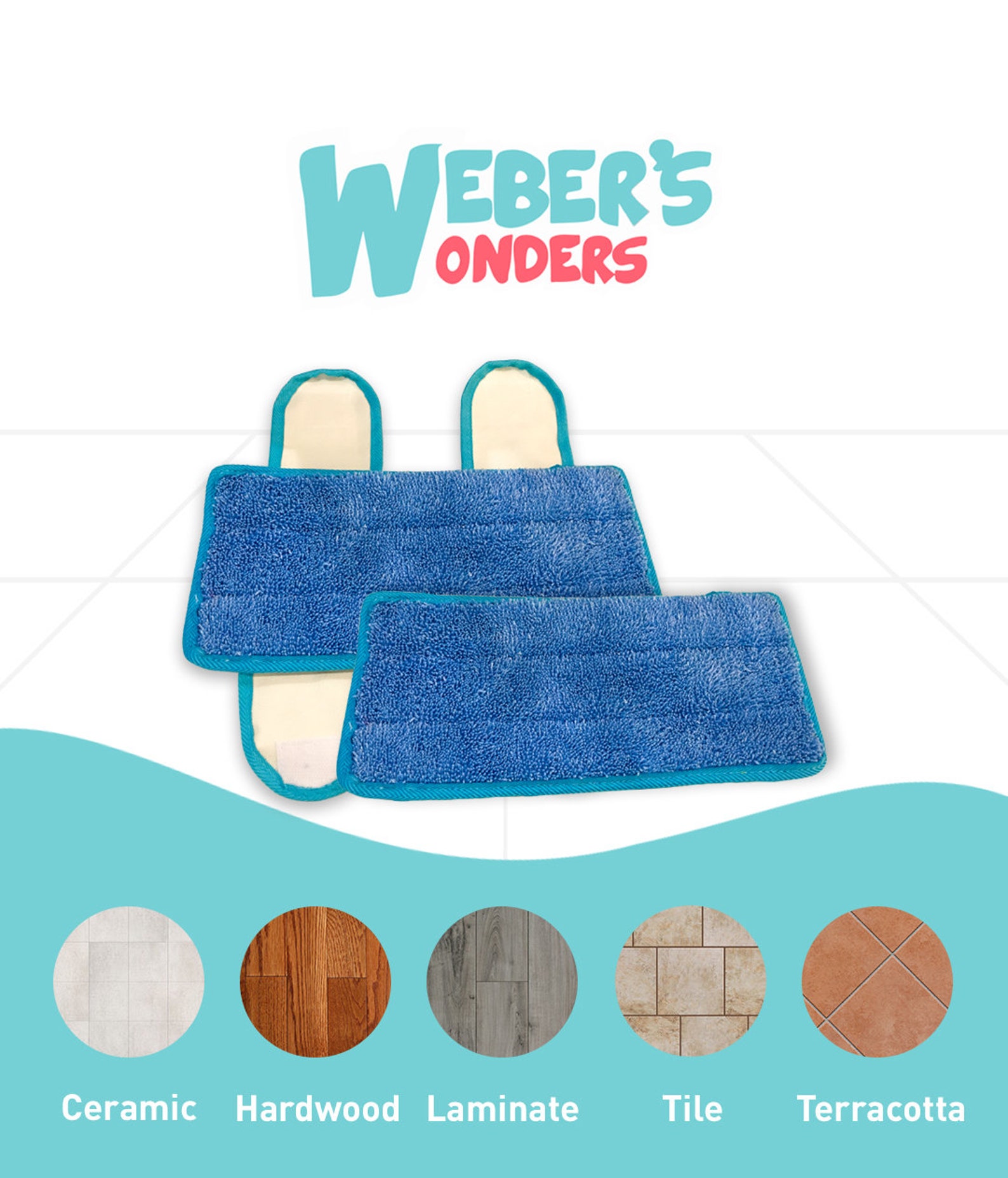 Set of 4 Microfiber Mop Pads - Washable Durable - Reuse Swiffer Pad ...